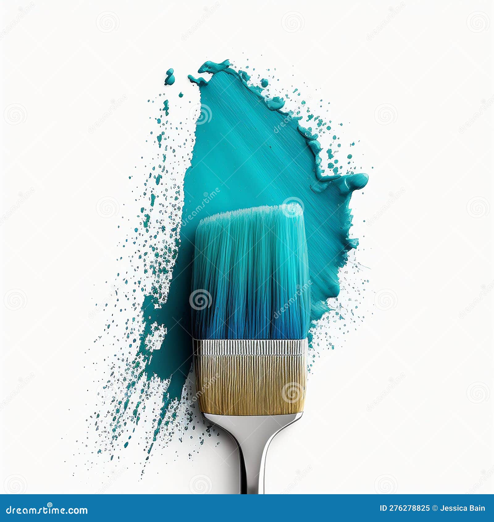 Teal Paint Splat and Blue Brush, AI Generated Stock Illustration ...