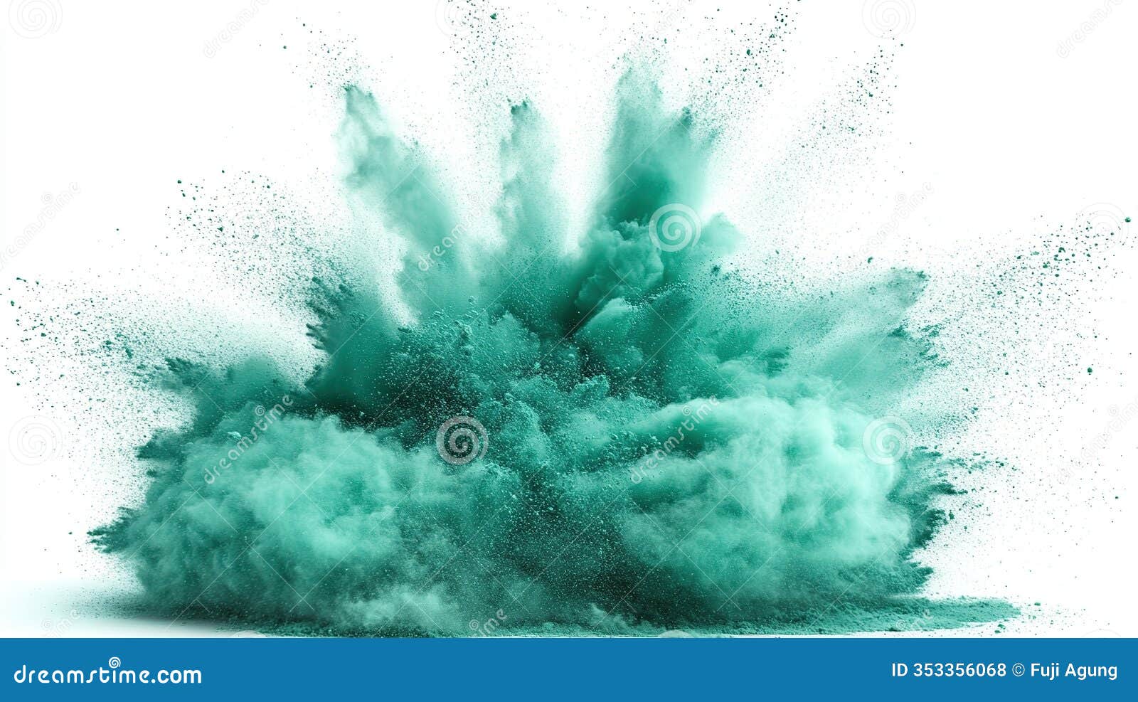 Teal Powder Explosion Isolated on White Background Stock Illustration ...