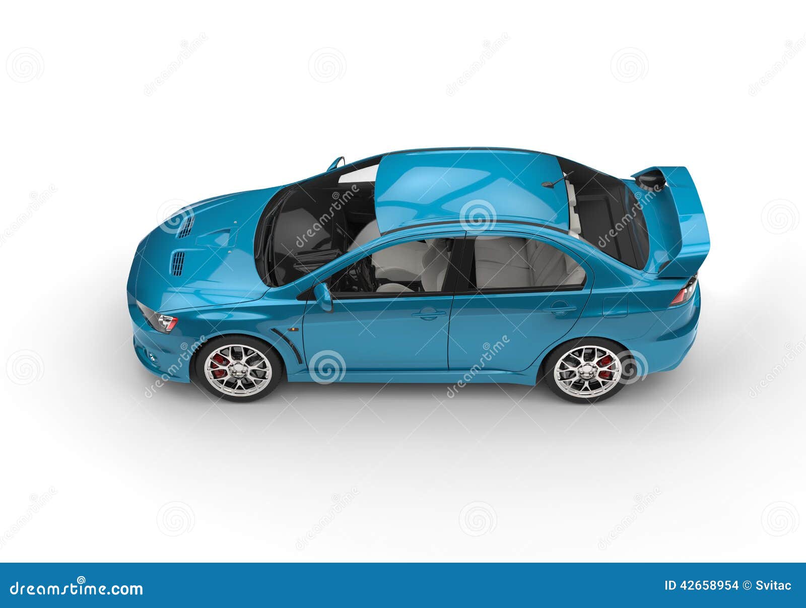 Teal Powerful Modern Car on White Background Stock Illustration ...