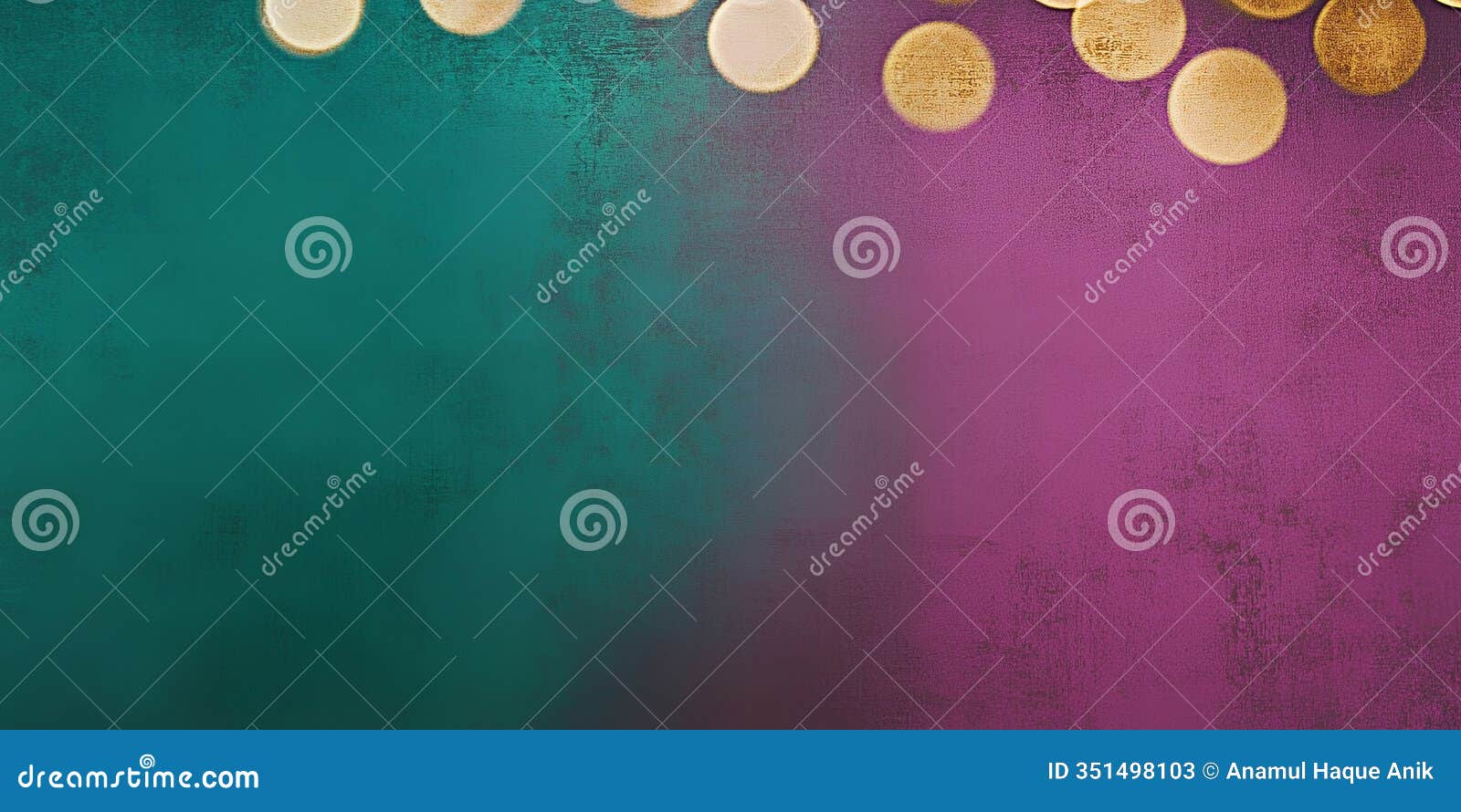Teal Purple Gradient Background with Gold Bokeh Lights Stock ...