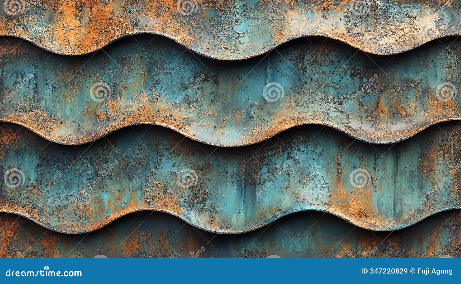 Teal and Rust Wavy Metal Texture Background Stock Illustration ...