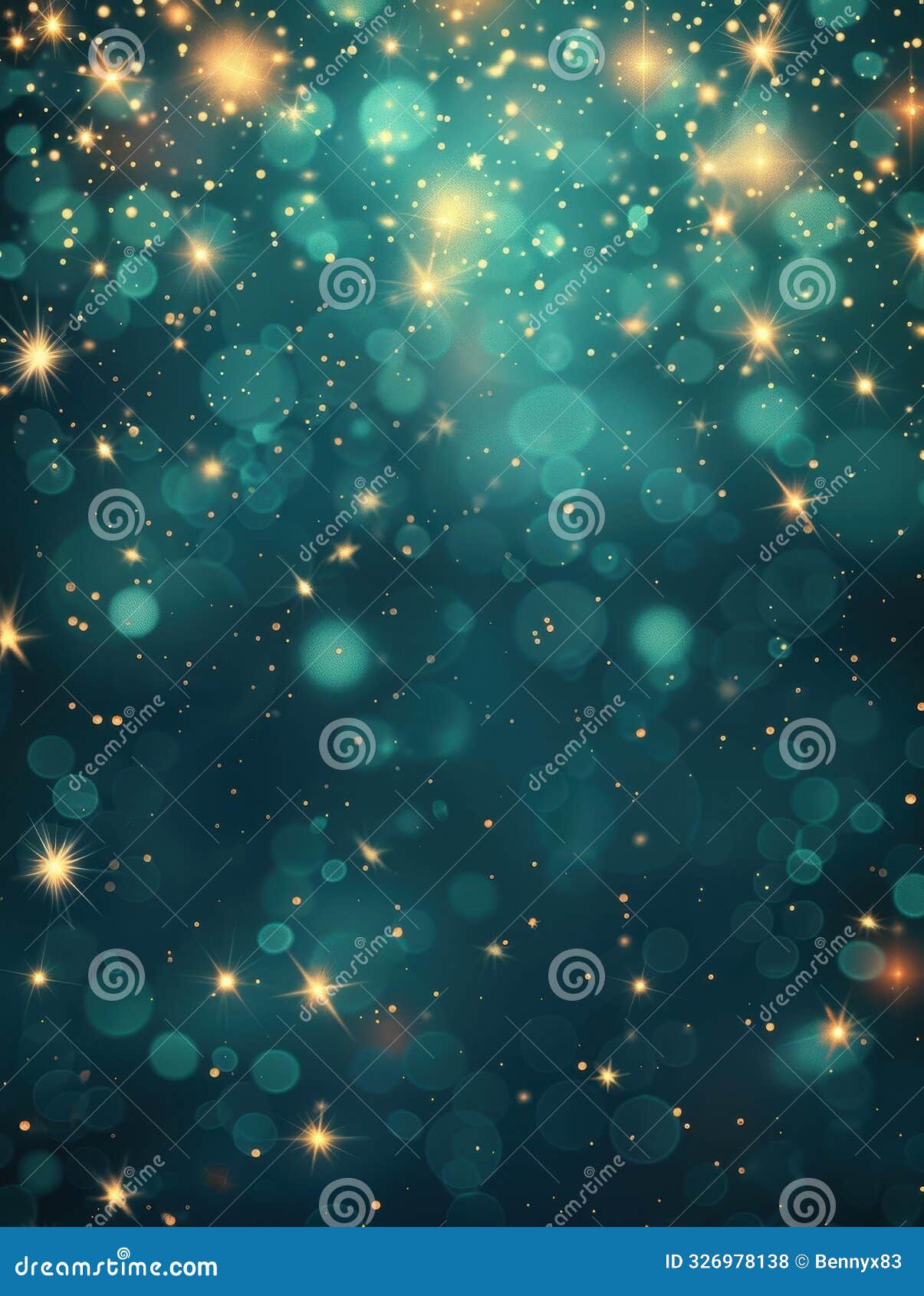 Abstract Teal Space Background with Golden Lights Stock Illustration ...
