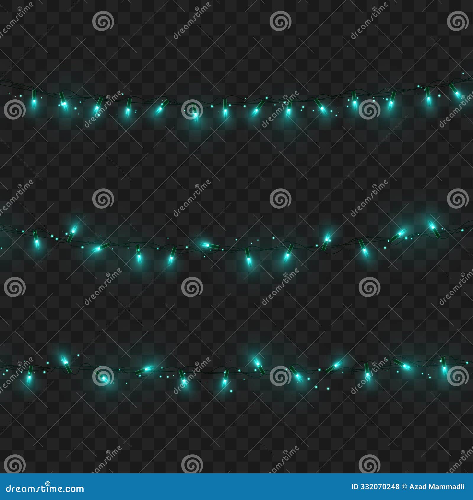 Teal String Lights on Dark Background, Creating a Cool Ambiance. Vector ...