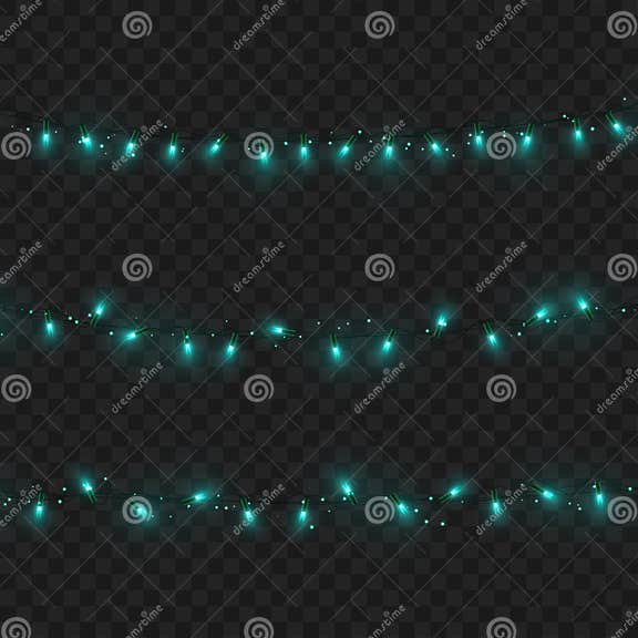 Teal String Lights on Dark Background, Creating a Cool Ambiance. Vector ...