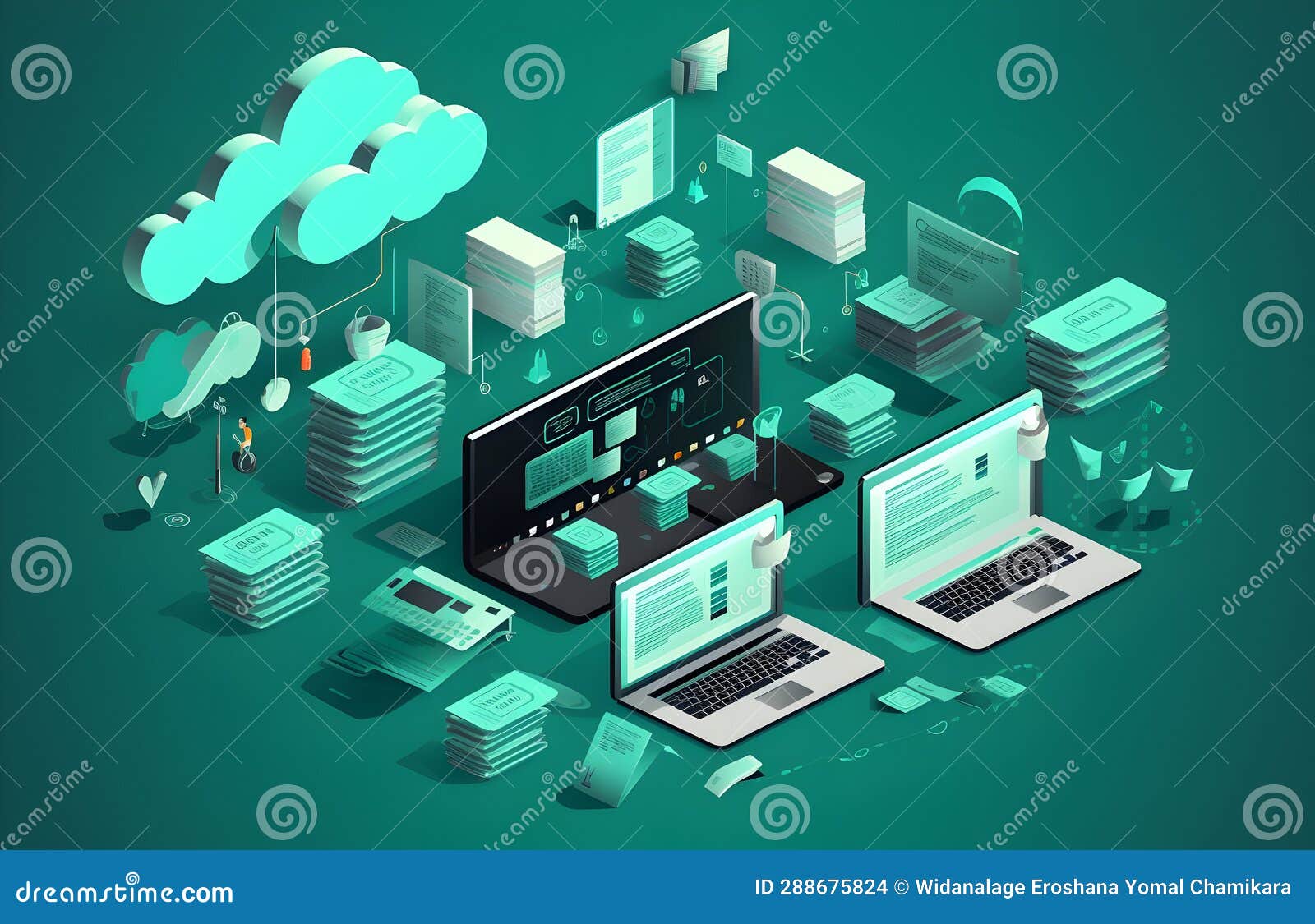 Teal Tech Shift Evolving Content Management Systems Stock Illustration ...