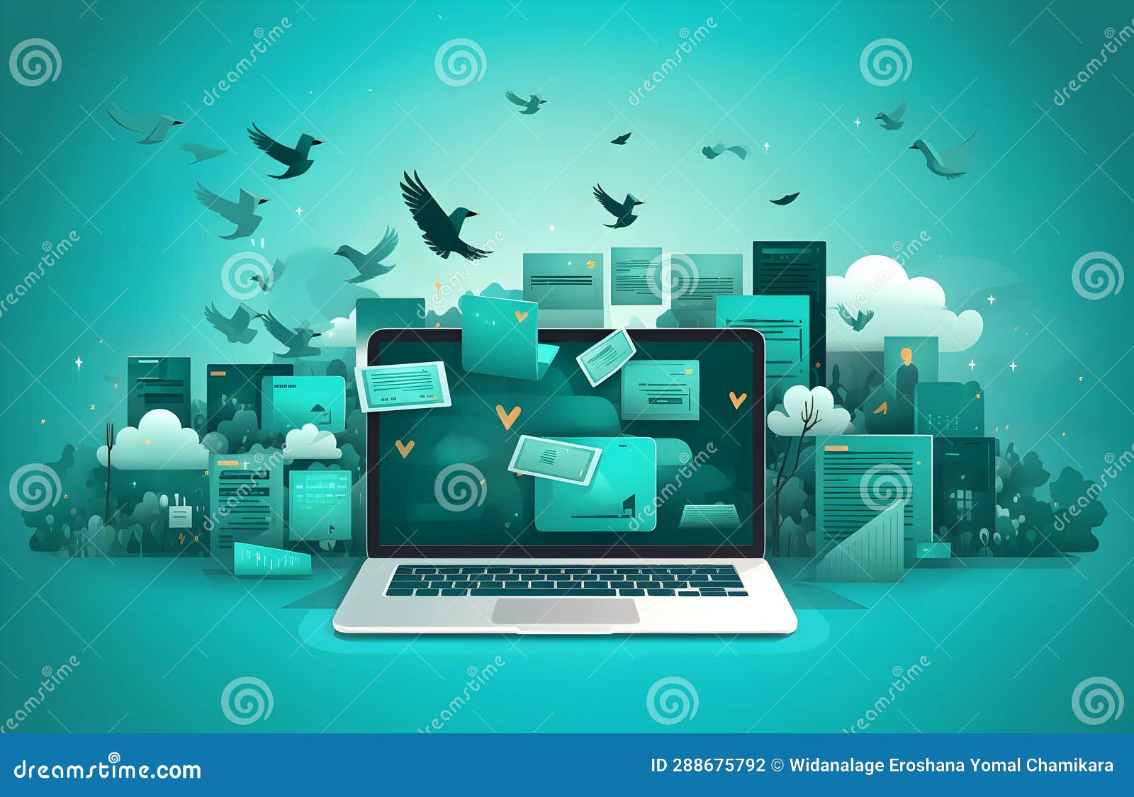 Teal Tech Shift Evolving Content Management Systems Stock Illustration ...