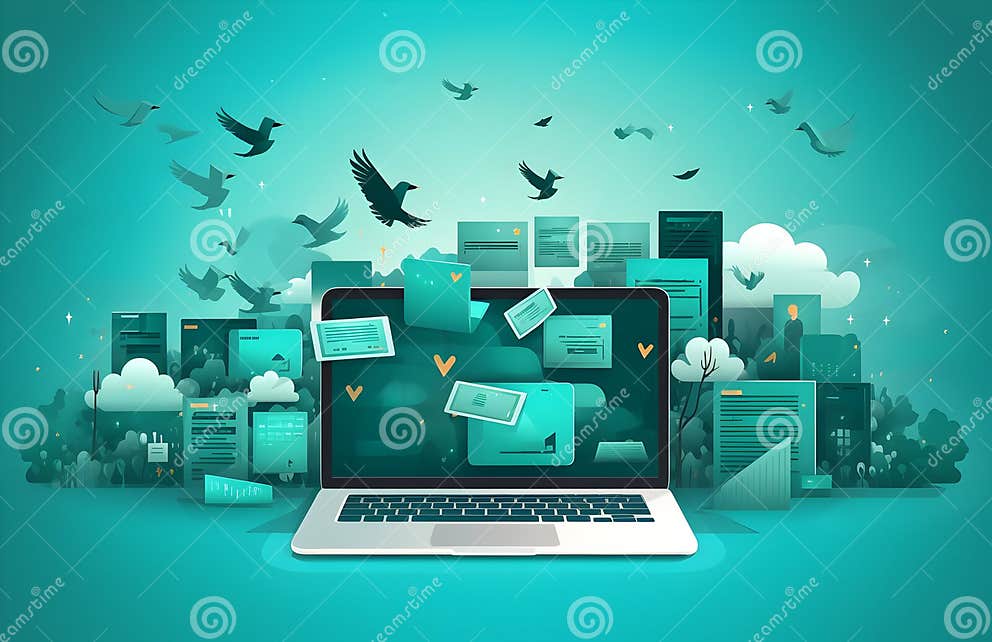 Teal Tech Shift Evolving Content Management Systems Stock Illustration - Illustration of shift ...