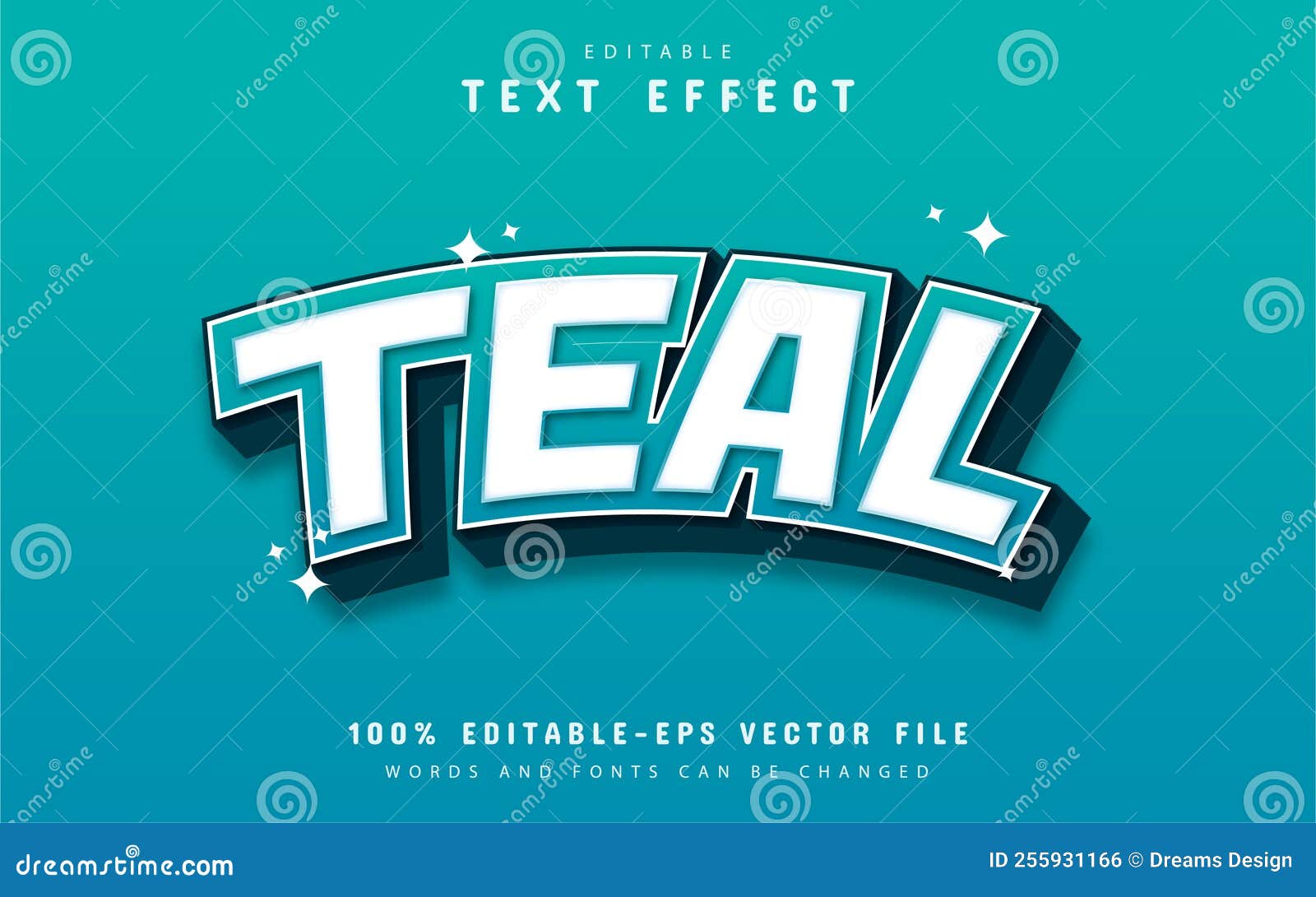 Teal text effect stock vector. Illustration of type - 255931166