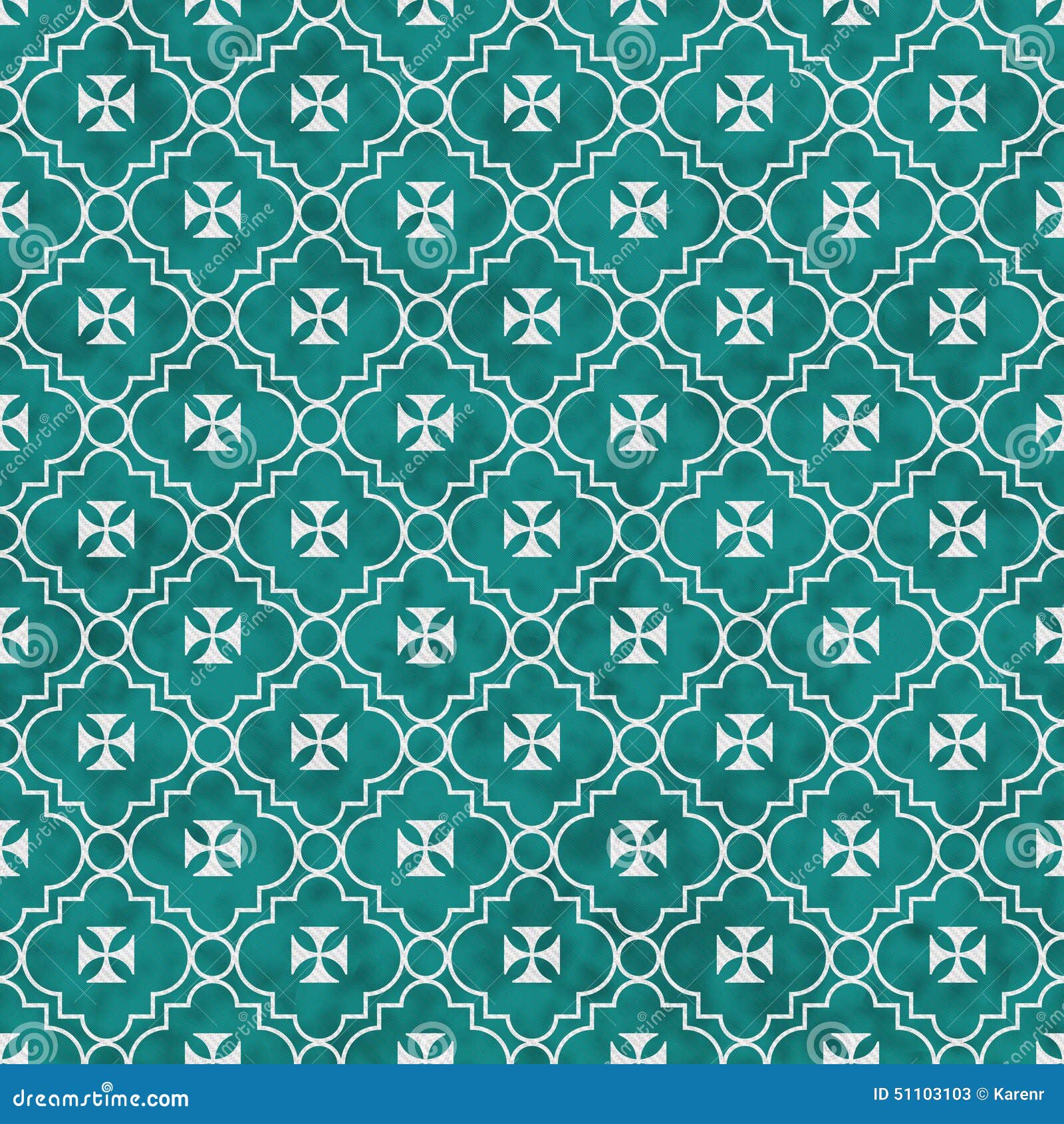 Teal and White Maltese Cross Symbol Tile Pattern Repeat Background ...