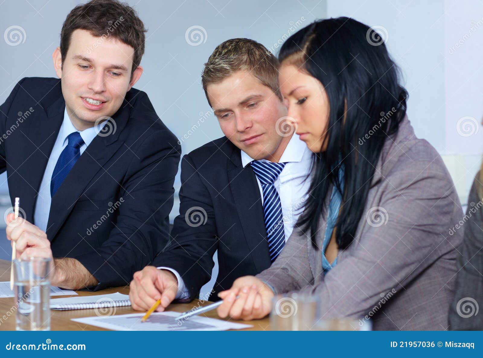 Team of 3 Business People Work on Some Paperwork Stock Photo - Image of ...