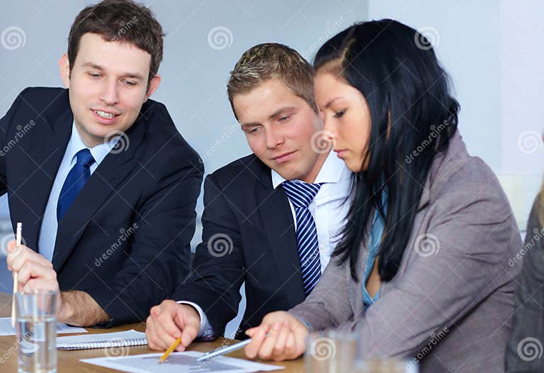 Team of 3 Business People Work on Some Paperwork Stock Photo - Image of ...