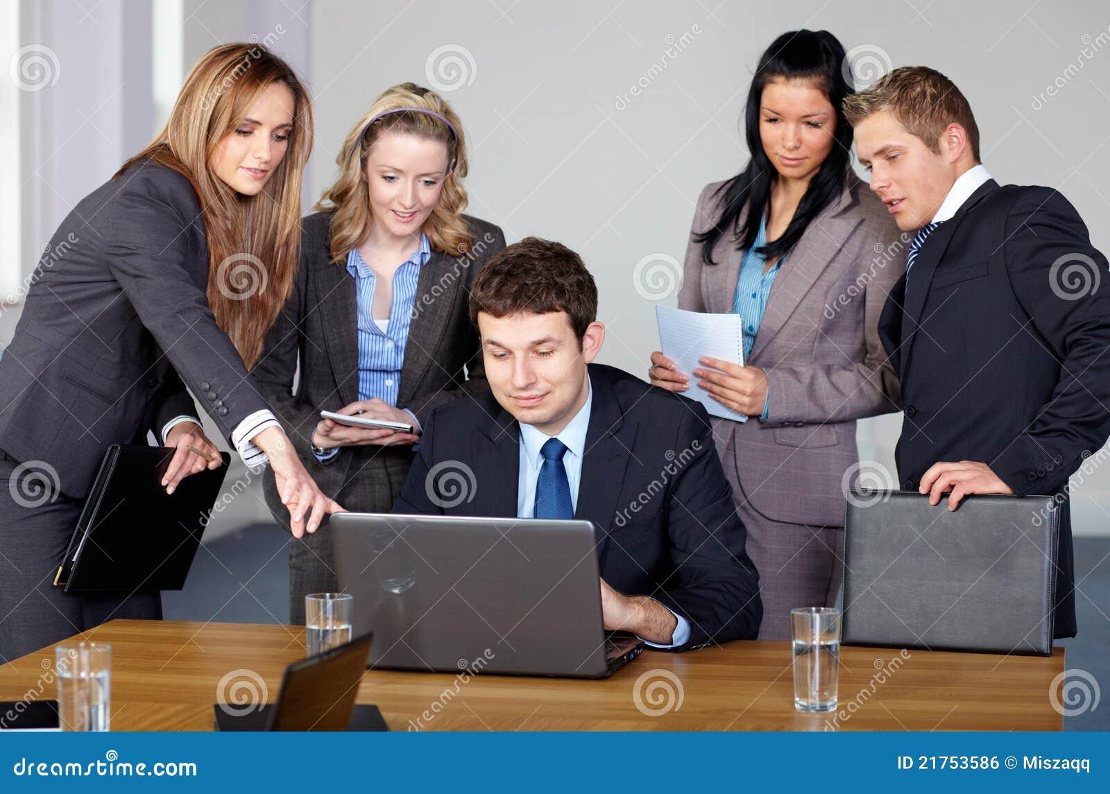 Team of 5 Business People during Meeting Stock Photo - Image of ...
