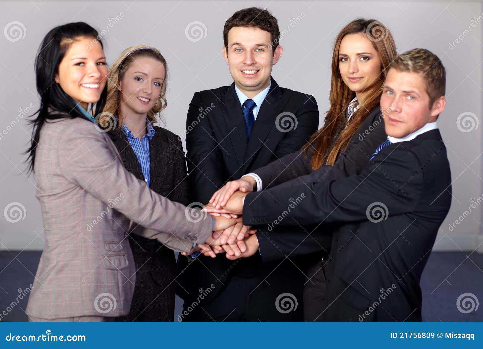 Team of 5 Young and Happy Business People Stock Image - Image of male ...