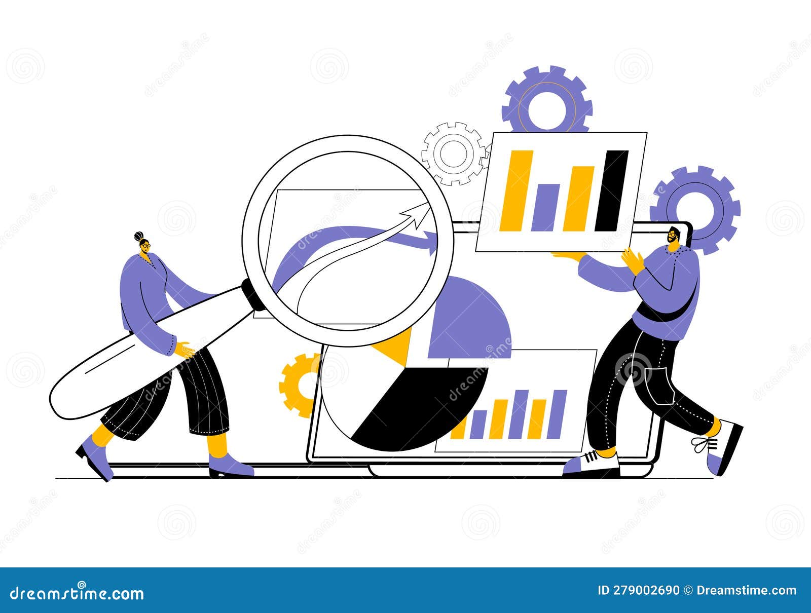 A Team of Analysts Works with Data in the Form of Various Graphs on a ...