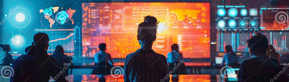 Team Analyzing Data on Large Digital Screens in a Modern Control Room ... Team Analyzing Data on Large Digital Screens in a Modern Control Room ...