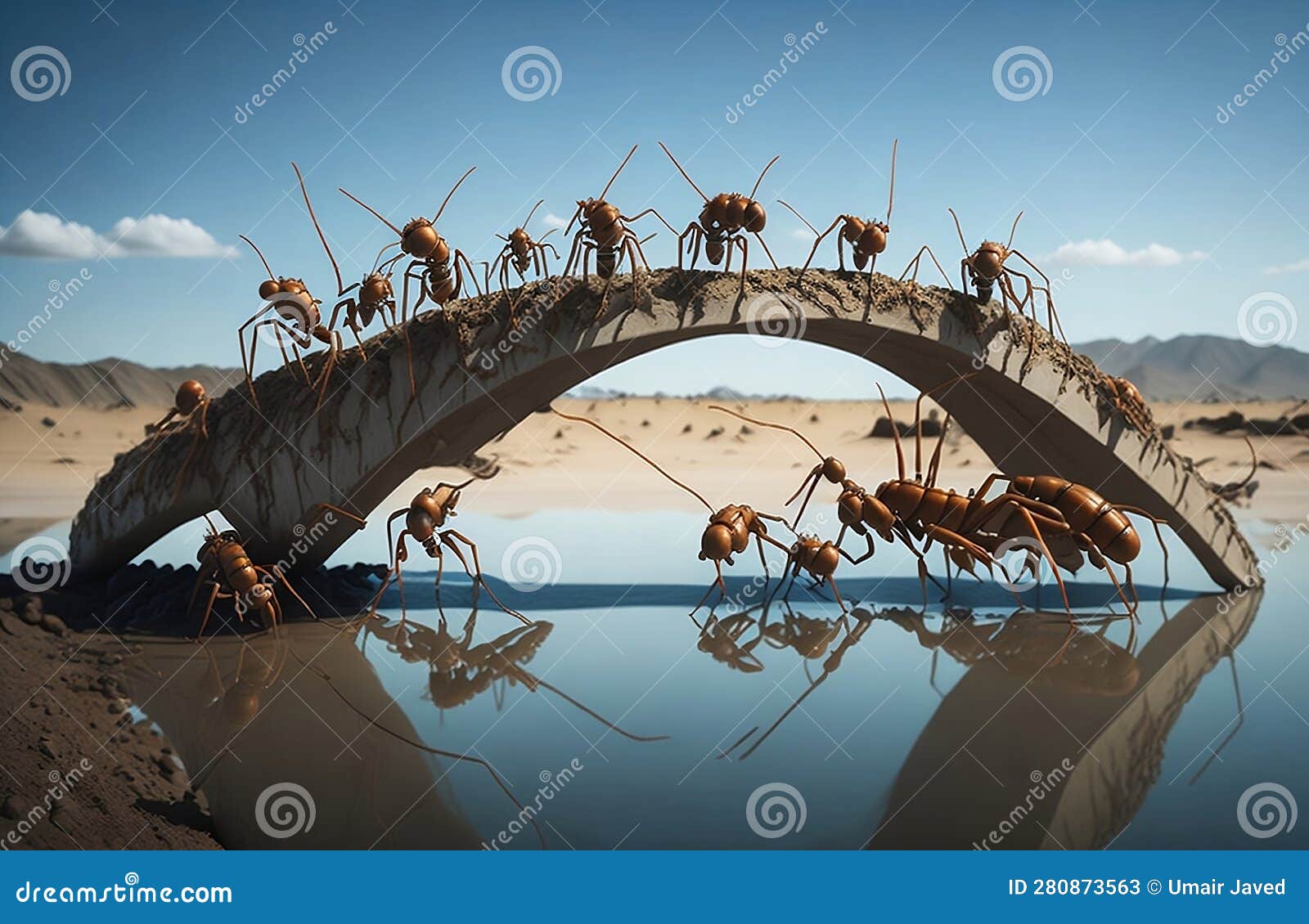 Team of Ants Constructing Bridge Over Water Stock Illustration ... Team of Ants Constructing Bridge Over Water Stock Illustration ...