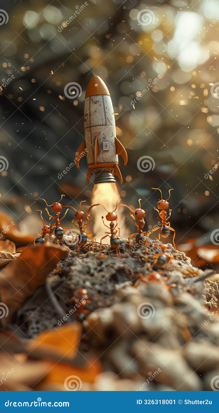 A Team of Ants in a Miniature Rocket Launching from a Picnic To Explore ...