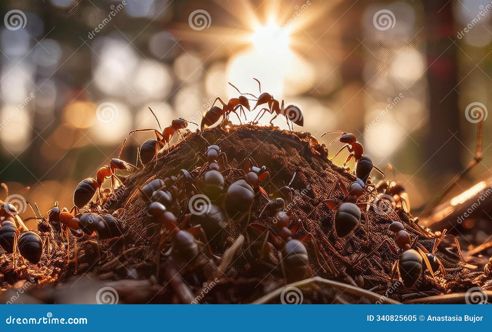 Ant Teamwork, a Team of Ants Building an Anthill. Stock Illustration ...