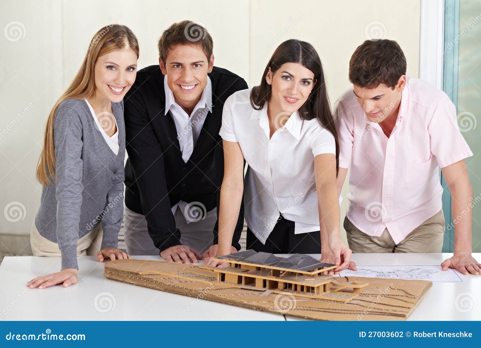 Team of Architects Around 3D Model Stock Photo - Image of education ...