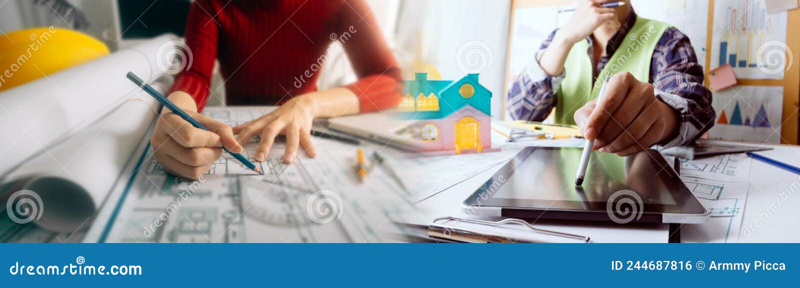 Team of Architects or Engineering Consulting and Analyzing Working on ...