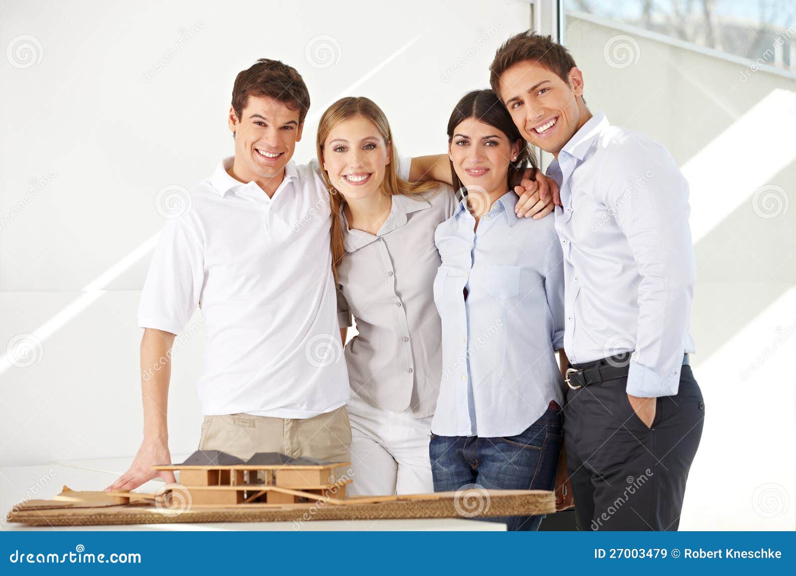 Team of Architects with House Model Stock Image - Image of architect ...