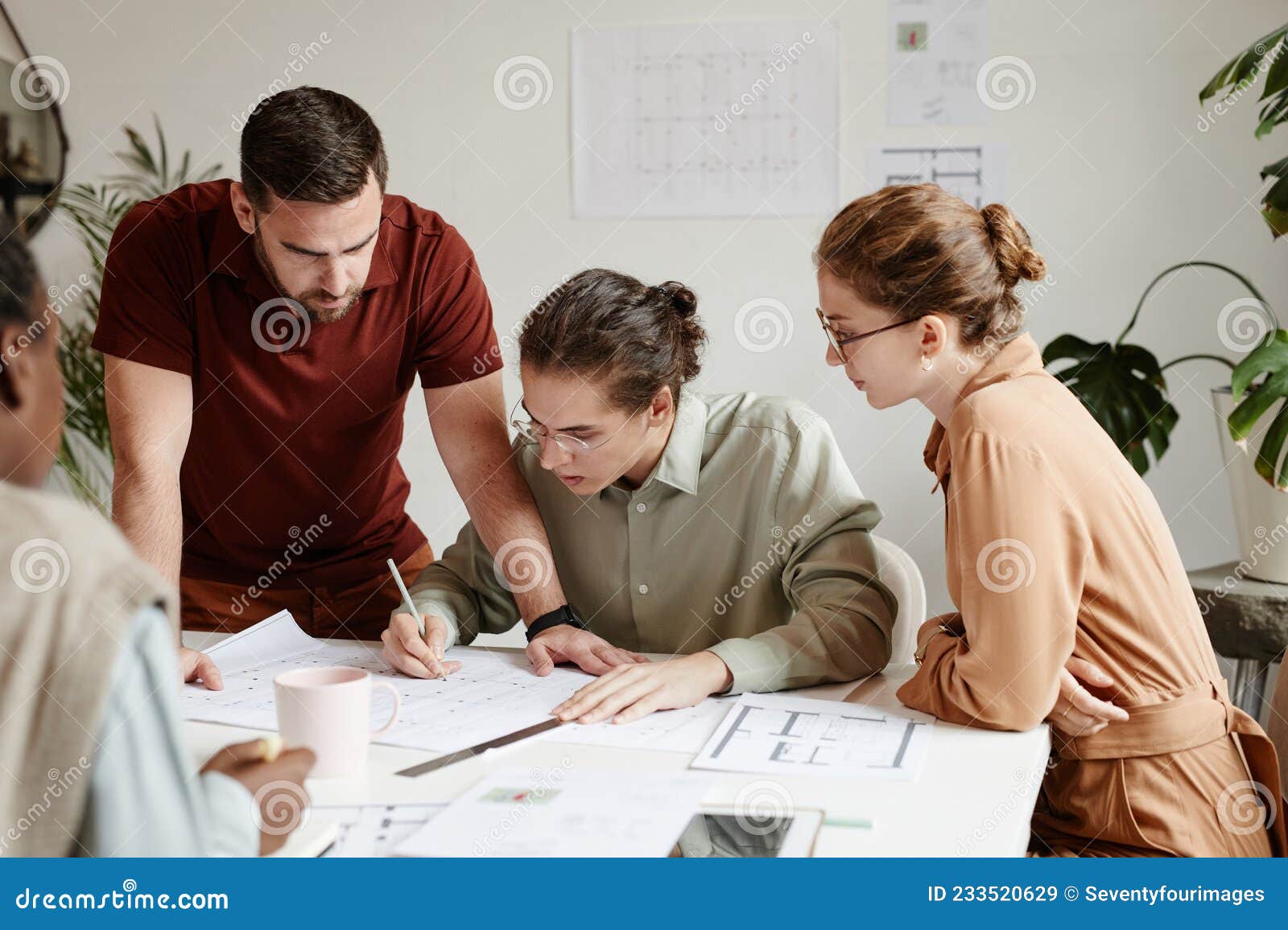 Team of Architects in Meeting Stock Image - Image of office, smiling ...