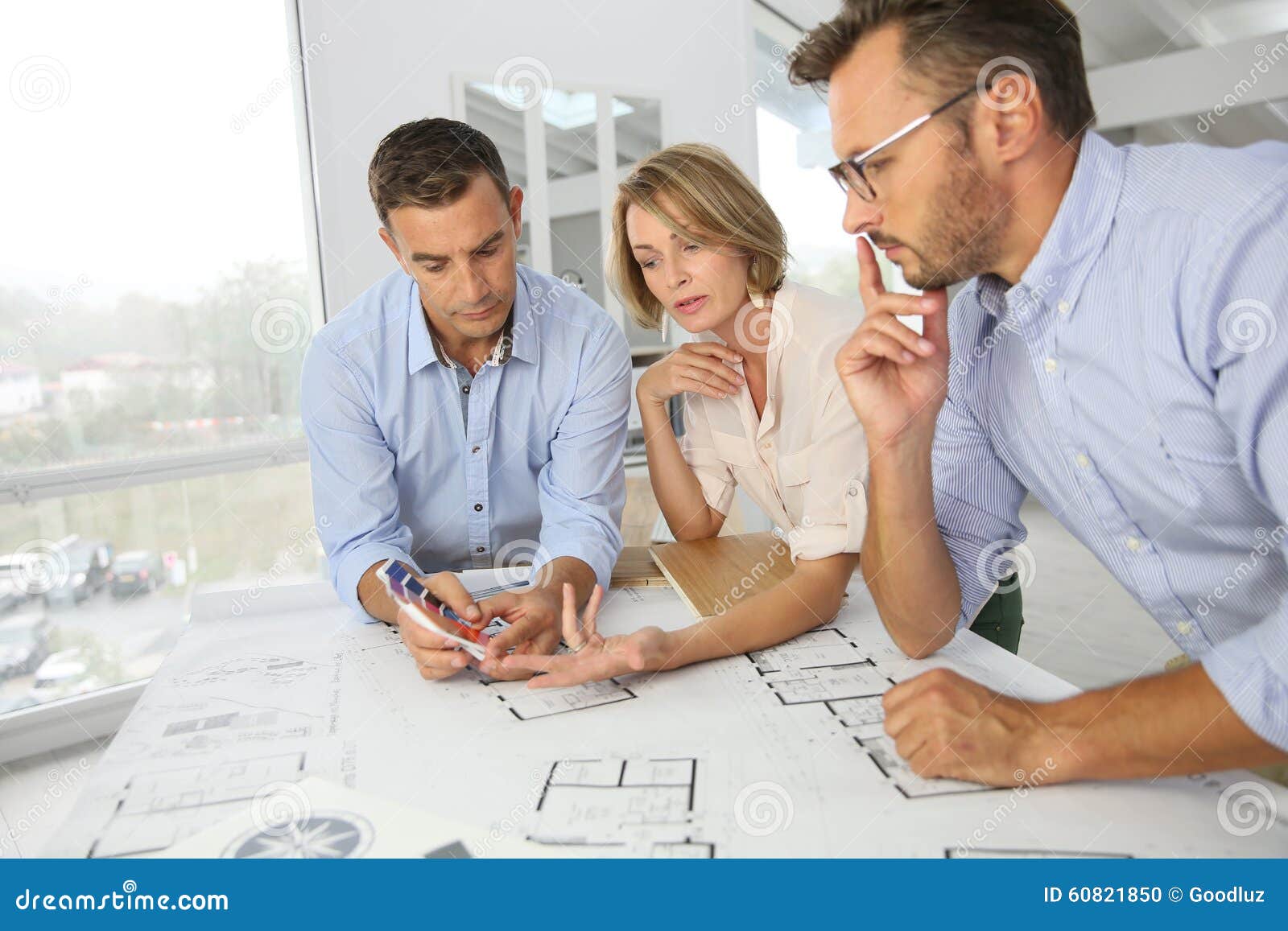 Team of Architects Meeting and Working Stock Photo - Image of work ...