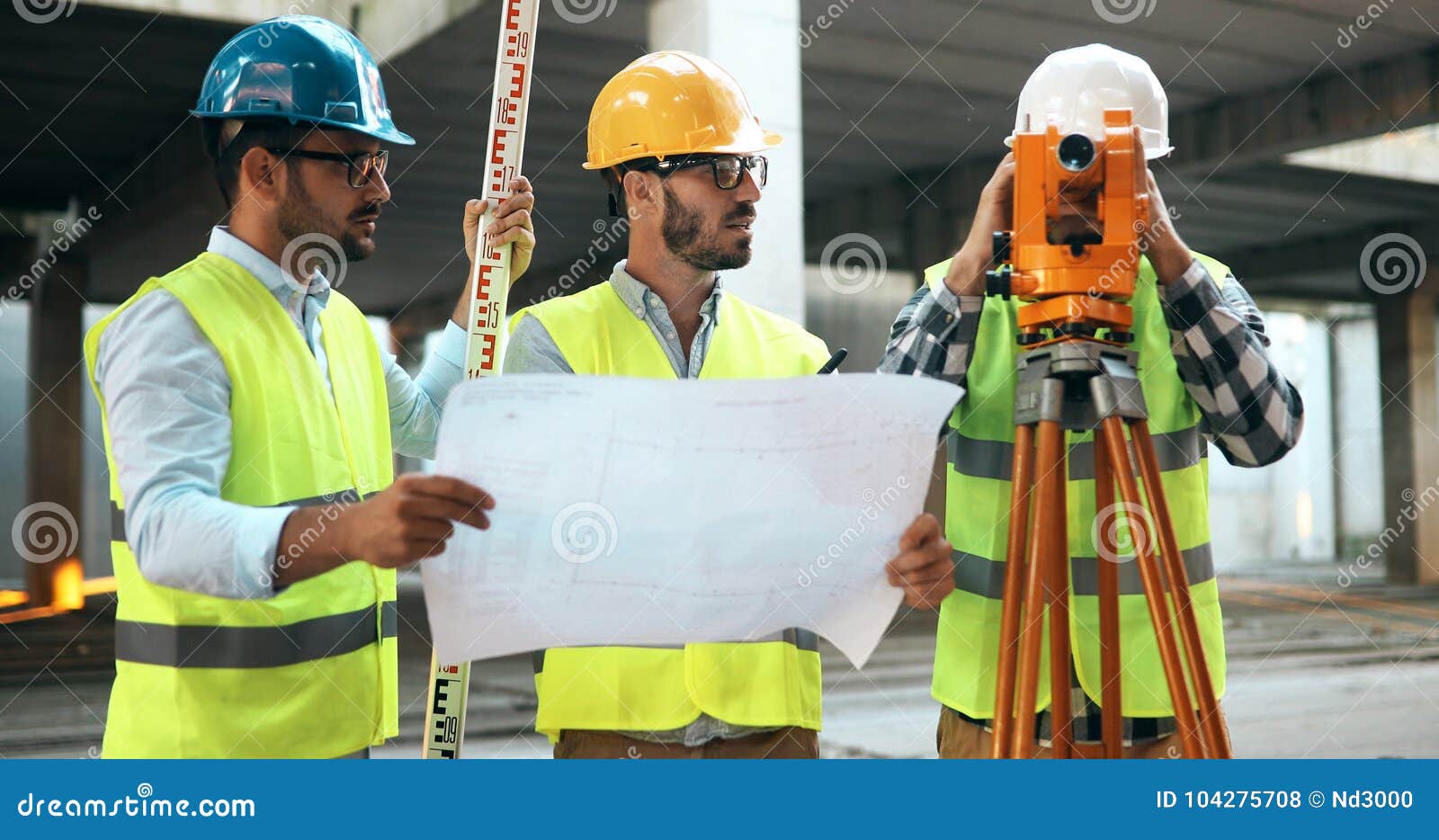 Team of Architects People in Group on Construciton Site Stock Photo ...