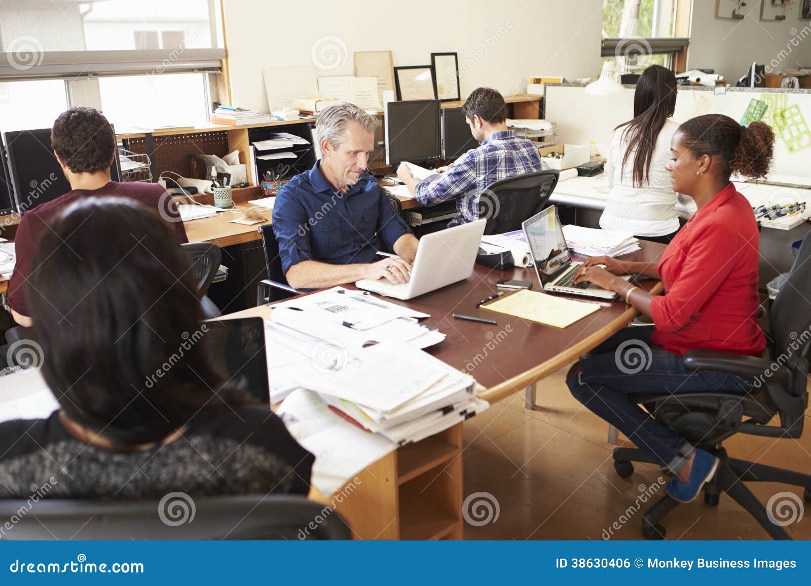 Team of Architects Working at Desks in Office Stock Photo - Image of ...