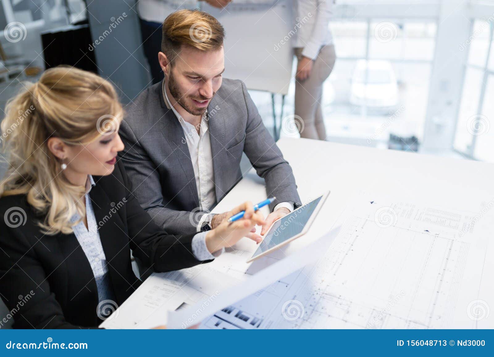 Team of Architects Working Together on Project Stock Image - Image of ...