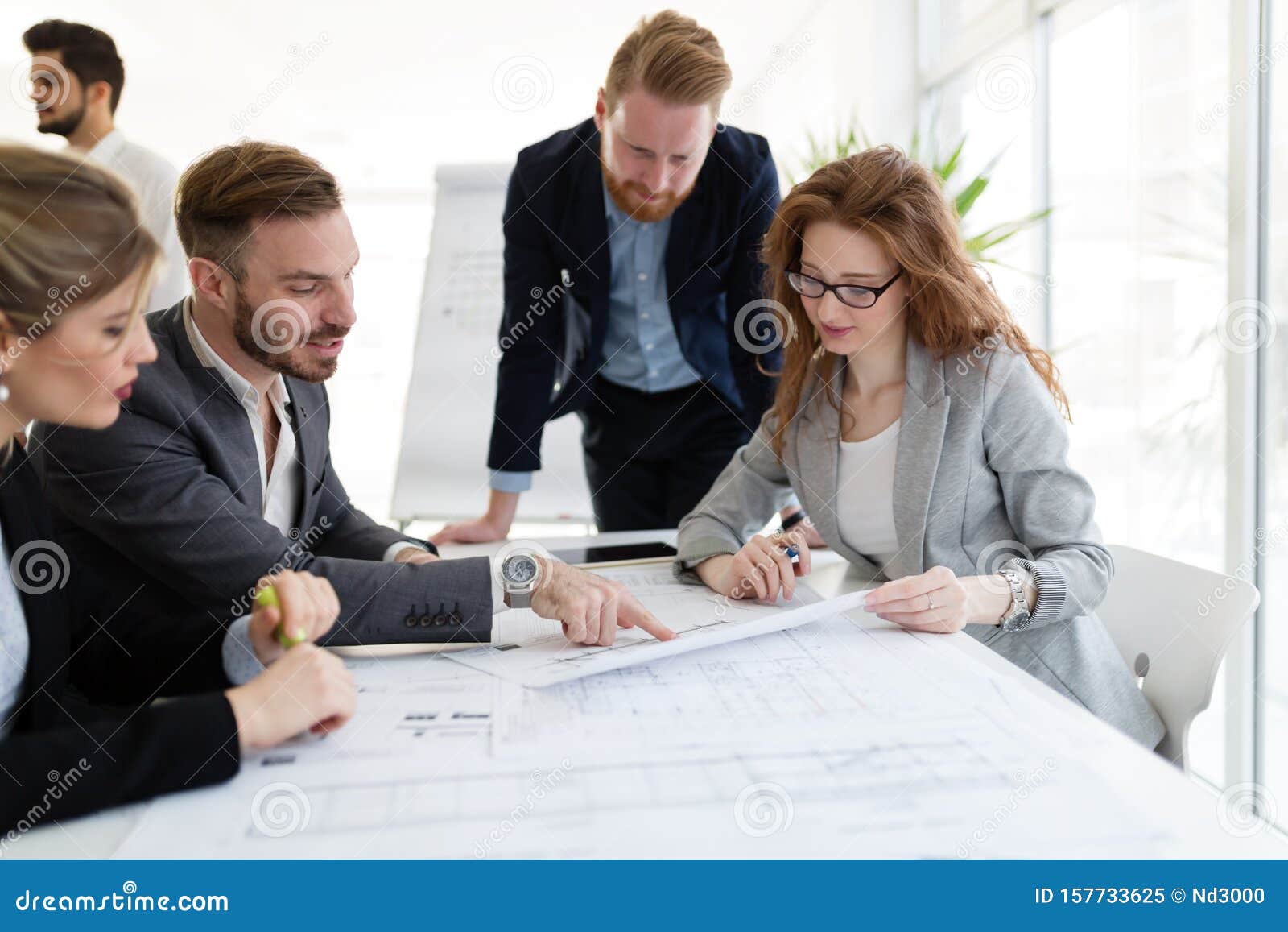 Team of Architects Working Together on Project Stock Image - Image of ...