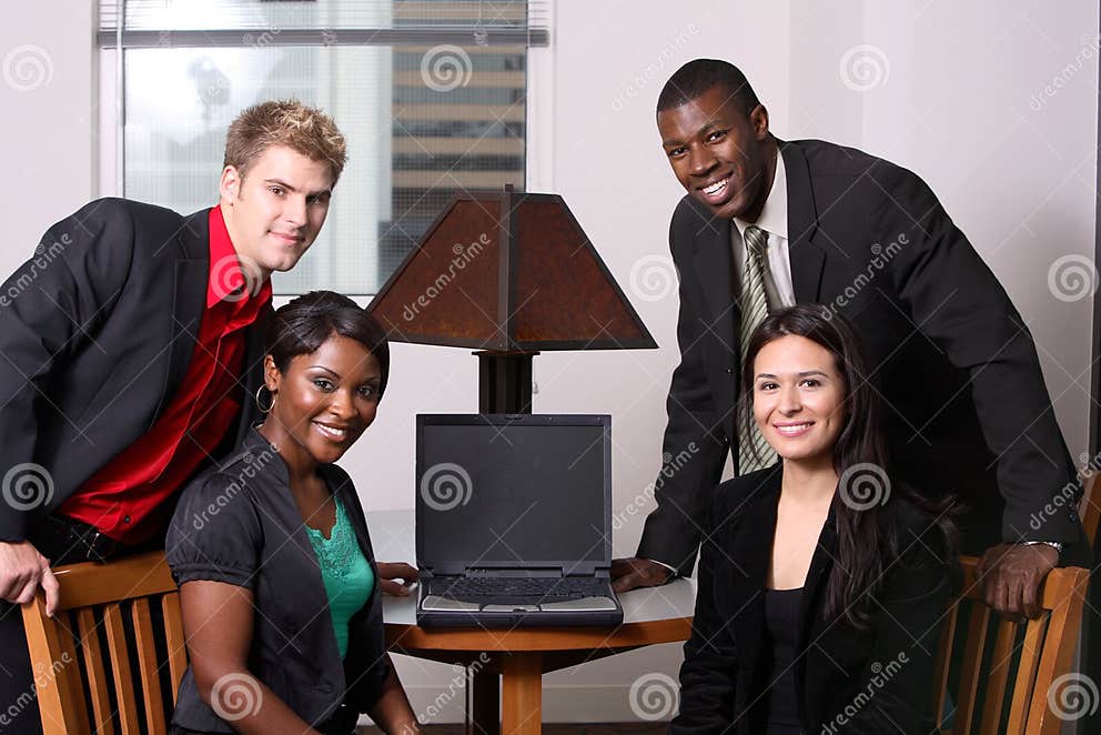 Team Around Computer Looking Stock Photo - Image of diverse, corporate ...