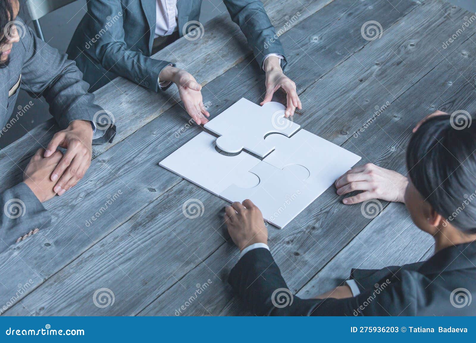 Team Assembling Jigsaw Puzzle Stock Image - Image of cooperation ...