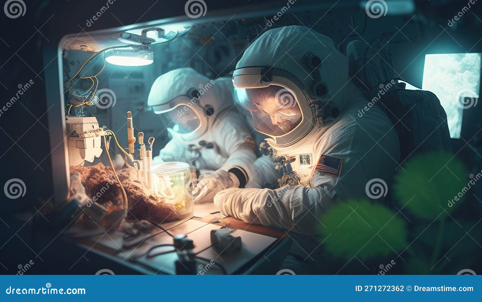 A Team Astronauts Performing Scientific Experiment Digital Art ...