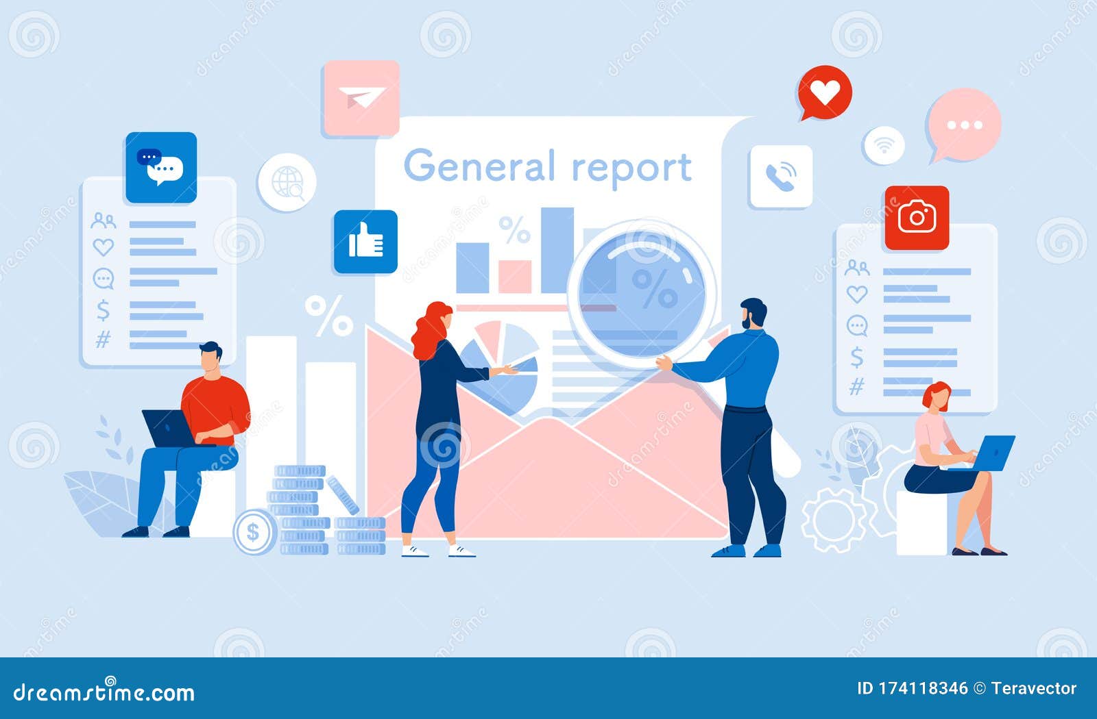 Team Auditor Making Media Audit General Report Stock Vector ...