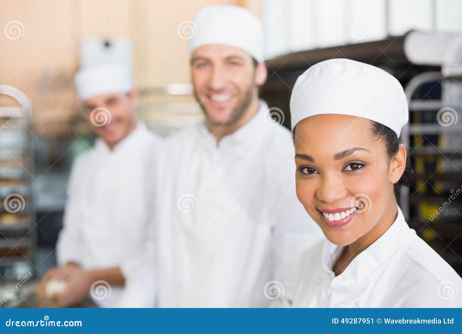 Team of Bakers Smiling at Camera Stock Image - Image of drink, kitchen ...