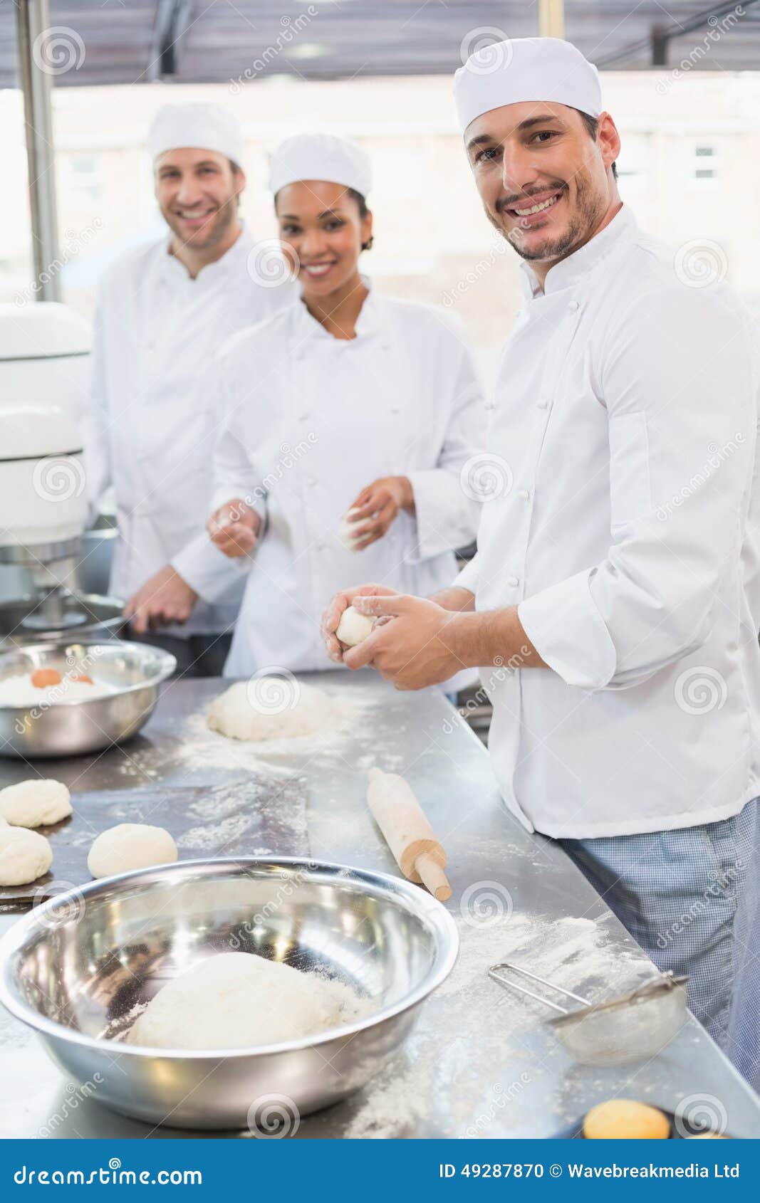 Team of Bakers Working at Counter Stock Photo - Image of catering ...