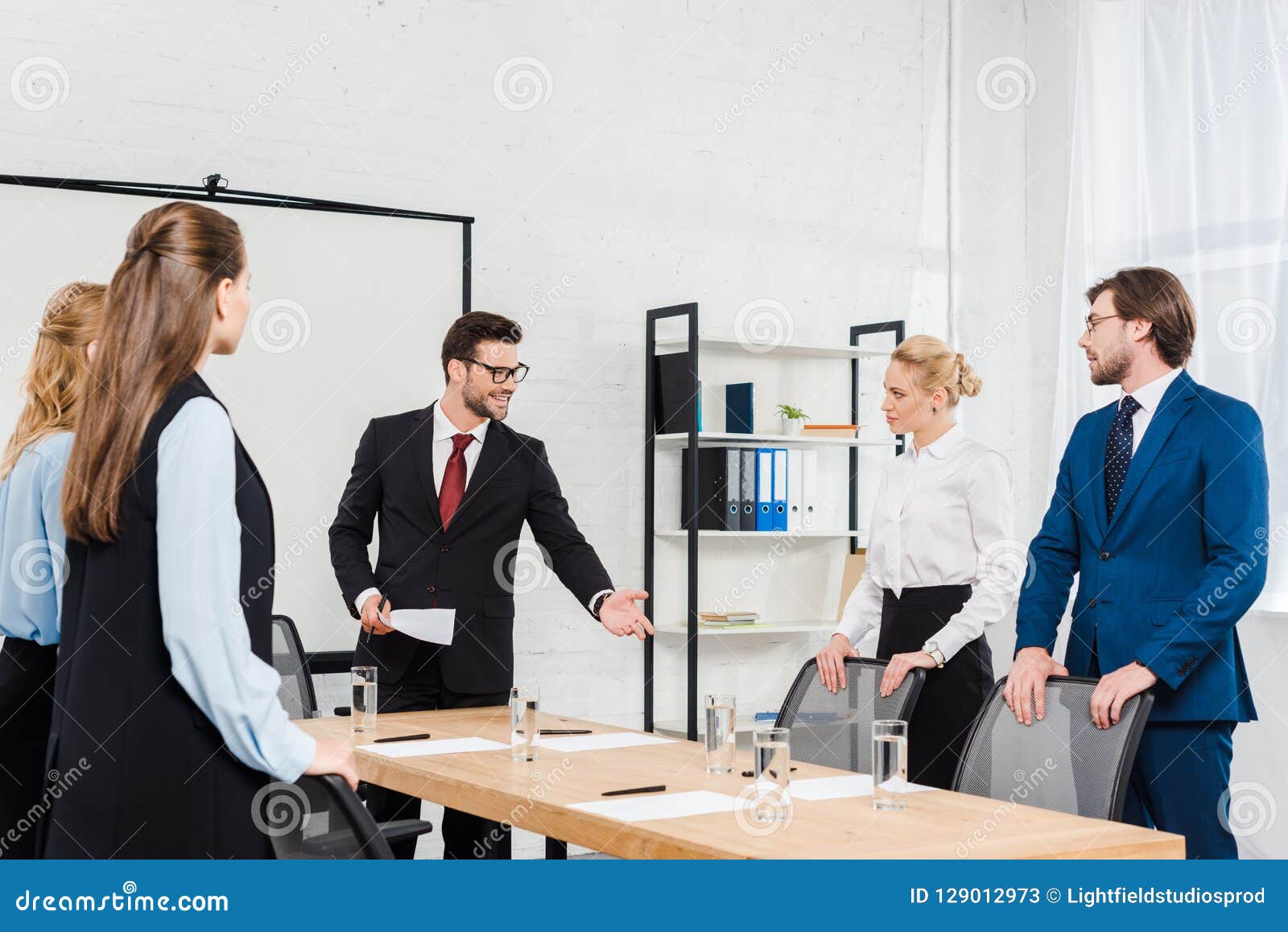 Team of Boss and Managers Having Conversation Stock Image - Image of ...