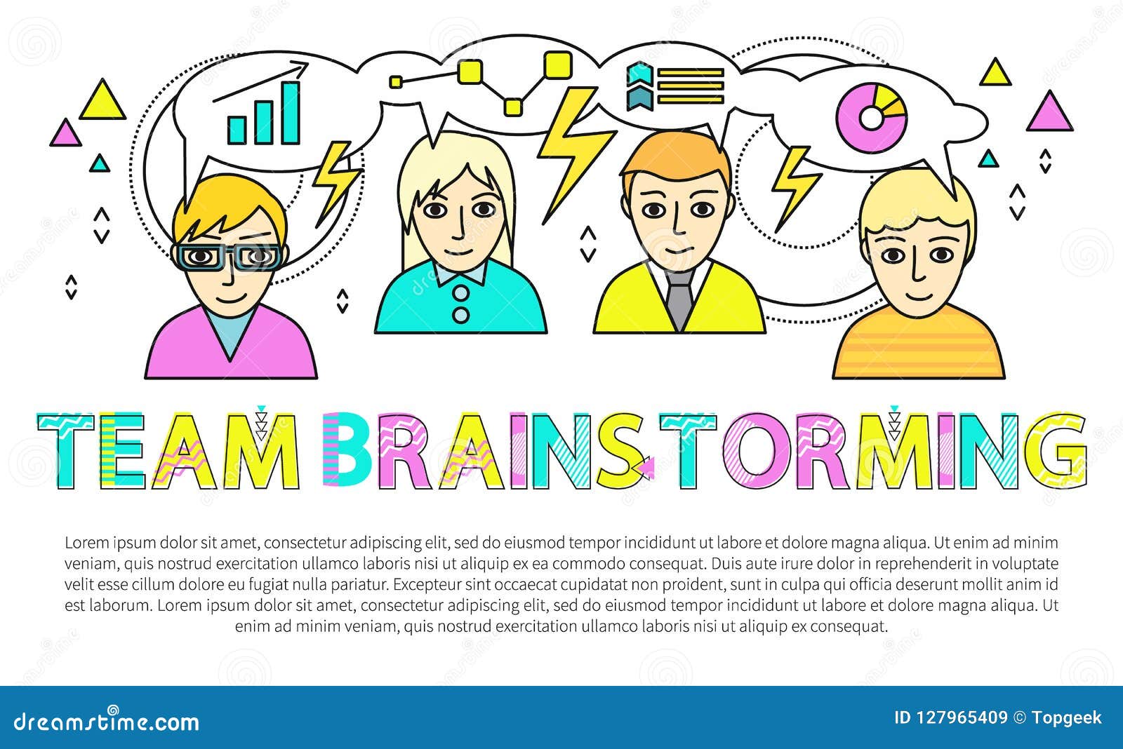 Team Brainstorming Poster Vector Illustration Stock Vector ...