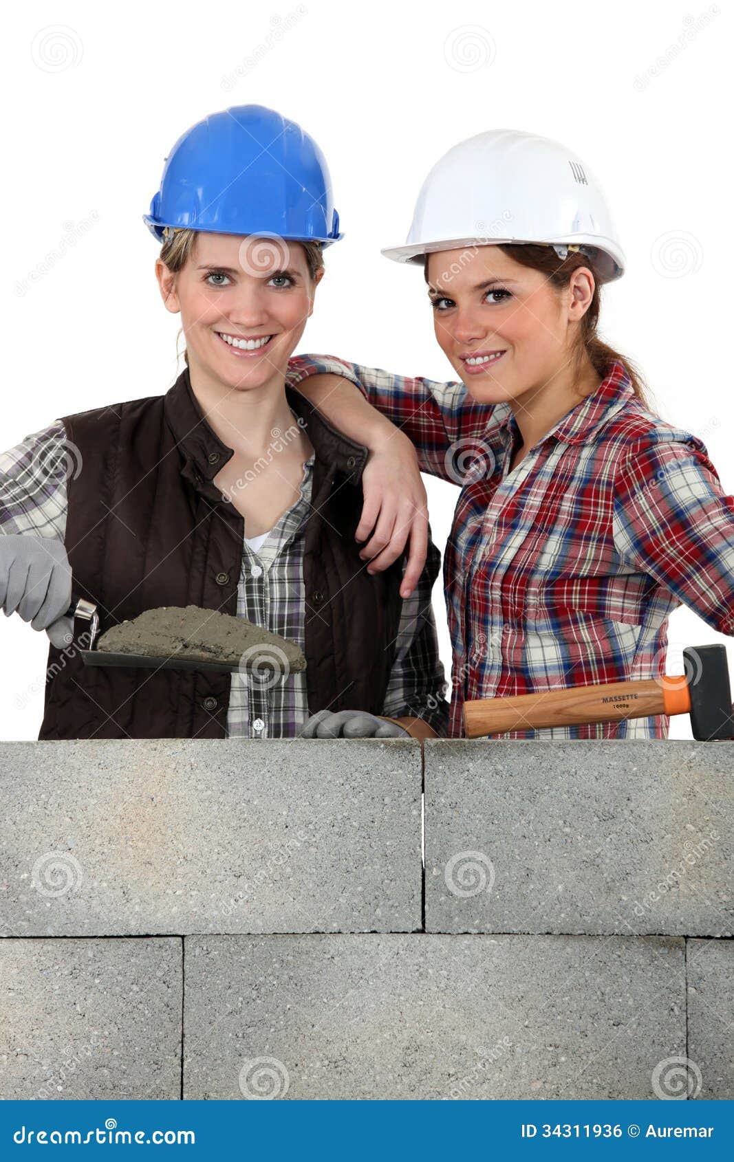 Team of bricklayers stock photo. Image of mortar, hard - 34311936