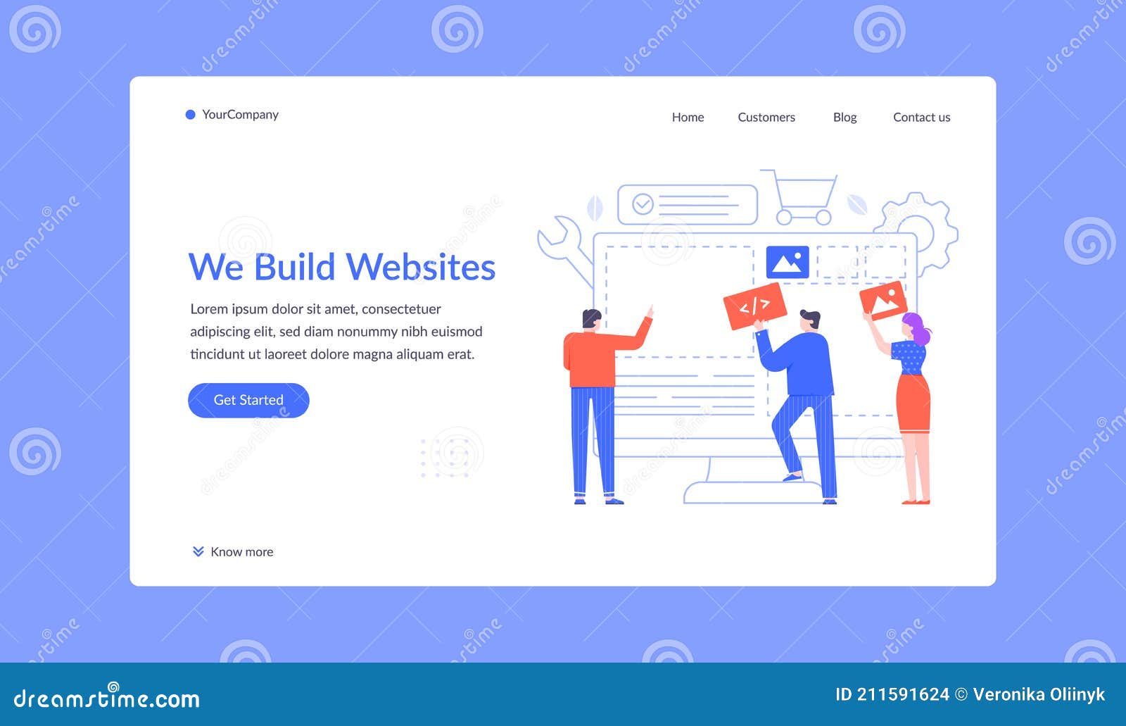 Team Build Website, Create Landing Web Page Stock Vector - Illustration ...