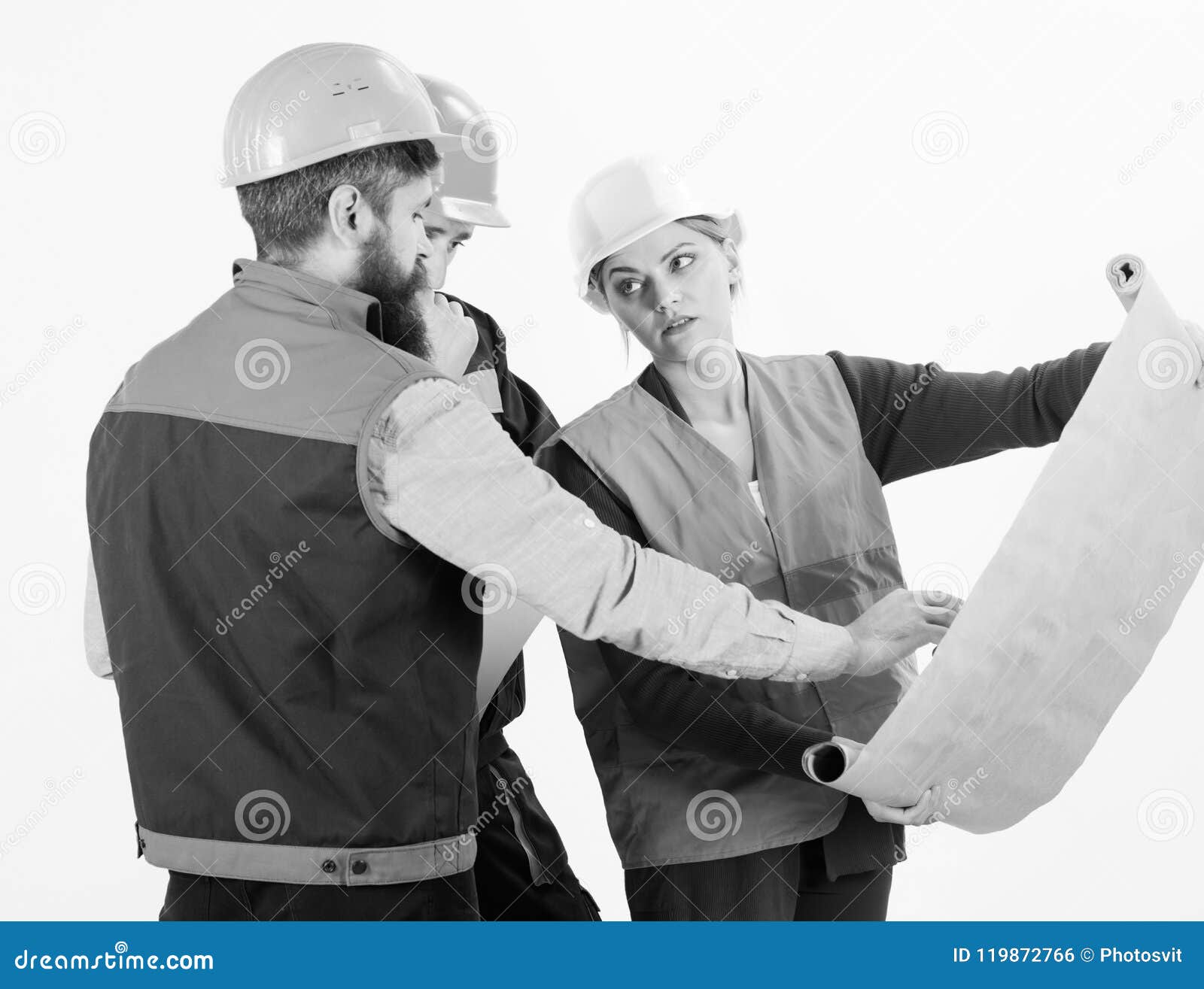 Team of Builder, Engineer, Architect Arguing about Project ...