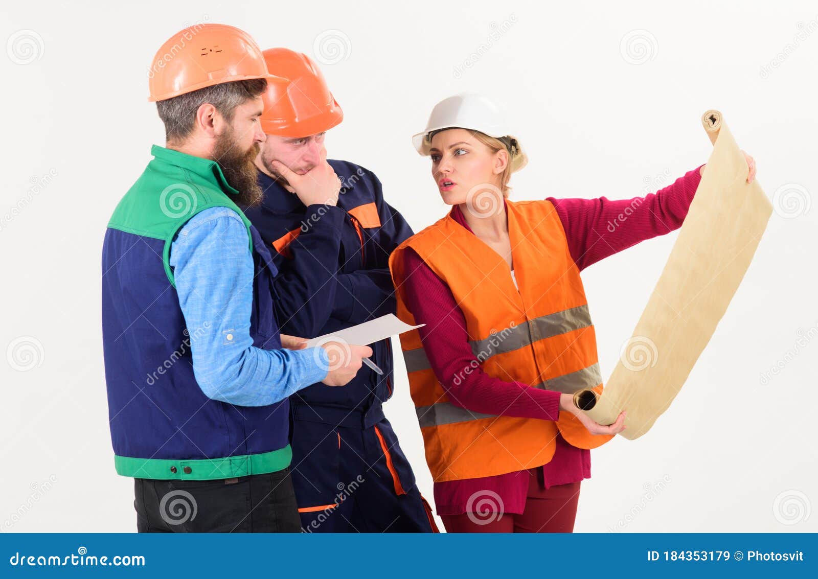 Team of Builder, Engineer, Architect Work on Project. Stock Image ...