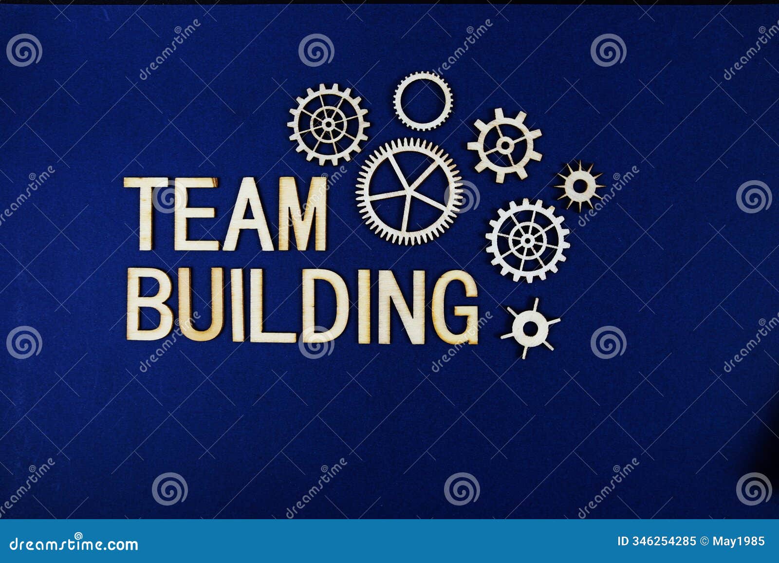 Team Building Alphabet Letters with Gears Element on Navy Blue ...