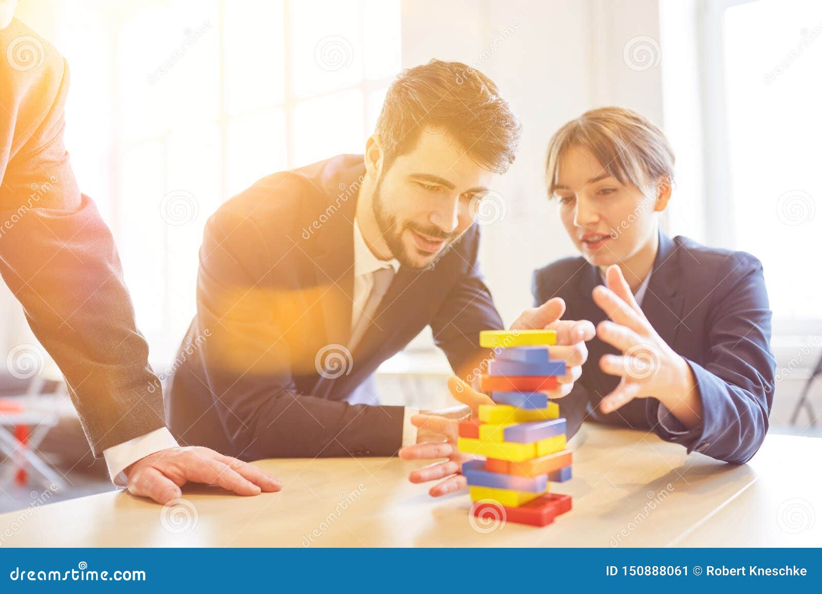 Team Building Blocks Exercise Stock Image - Image of planning, stack ...