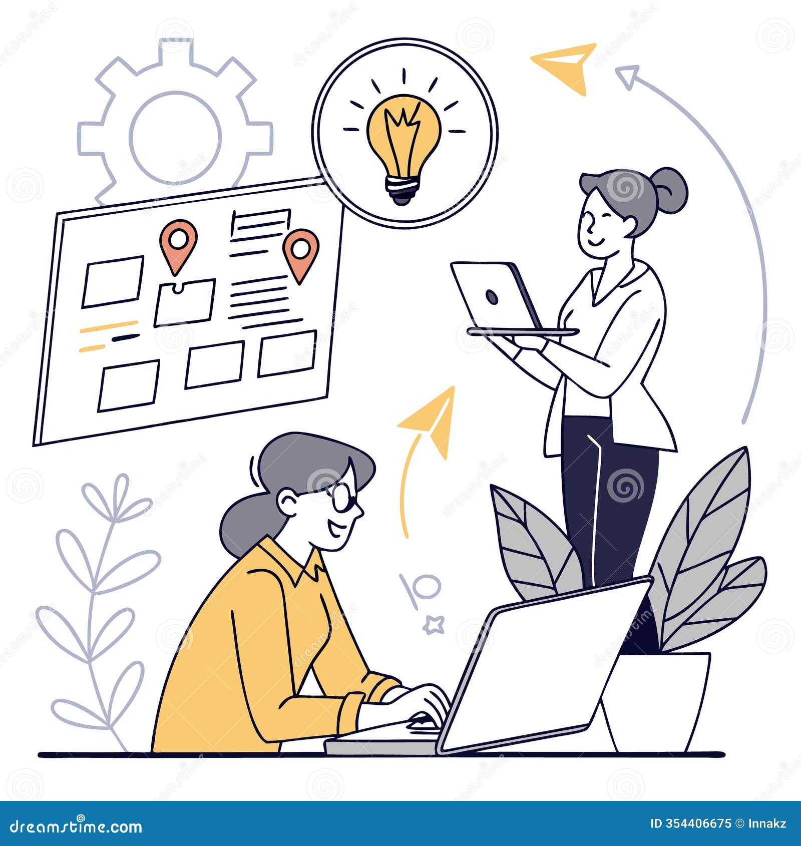 Team Building and Business Processes. Startup Concept. Flat Style Stock ...