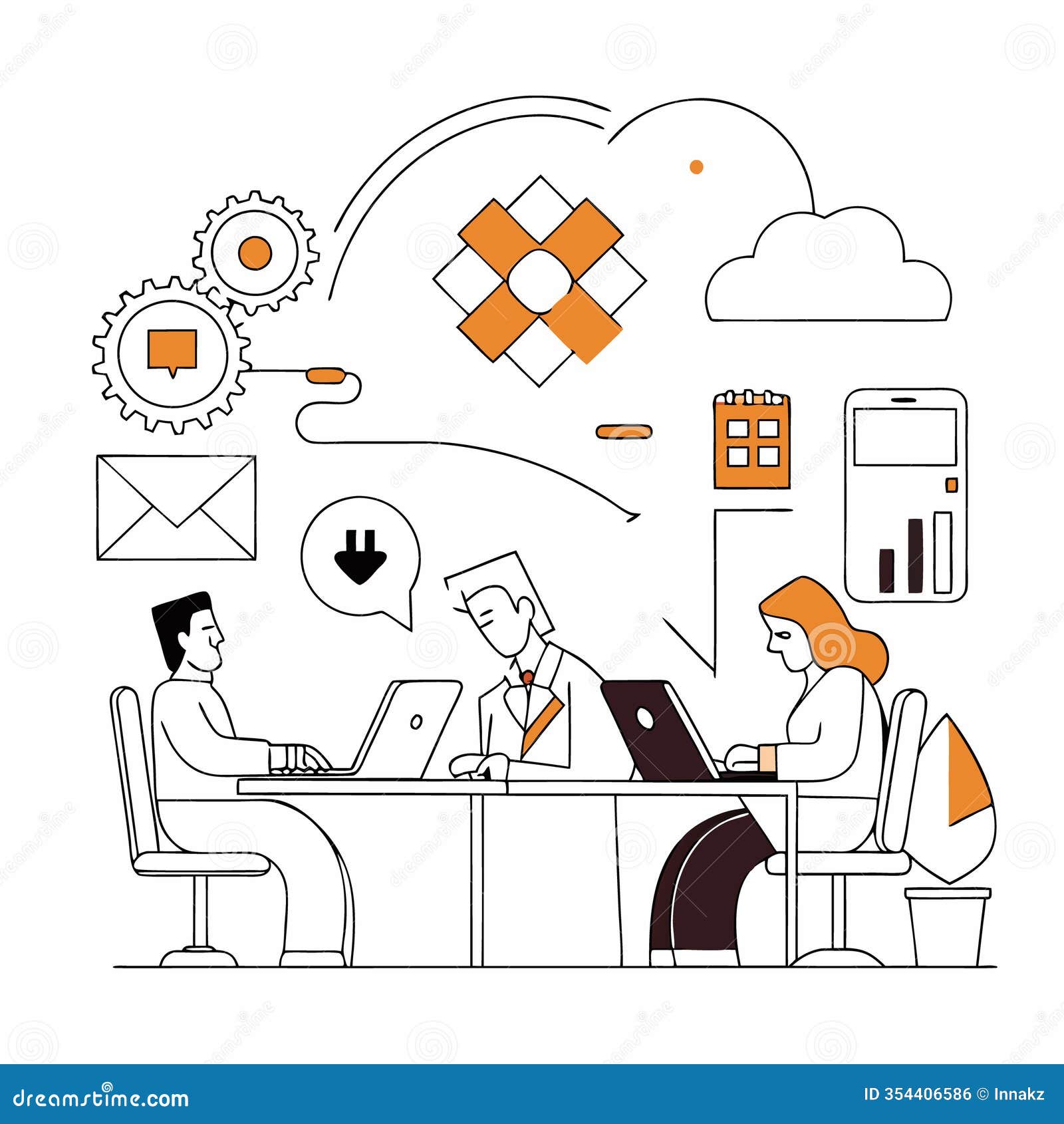 Team Building and Business Processes. Teamwork Concept. Flat Style ...