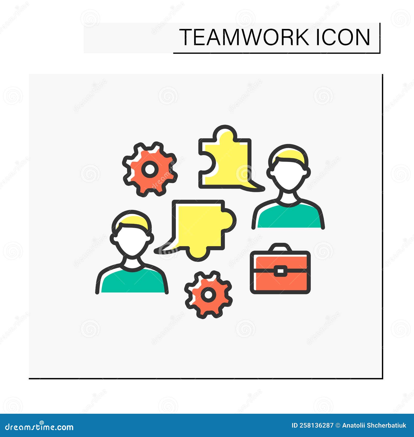Team building color icon stock vector. Illustration of connection ...