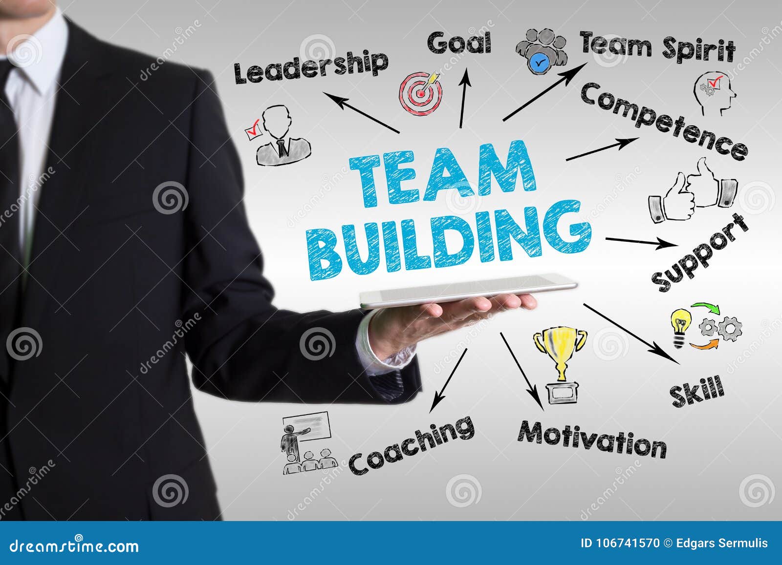 Team Building Concept. Chart with Keywords and Icons Stock Photo ...