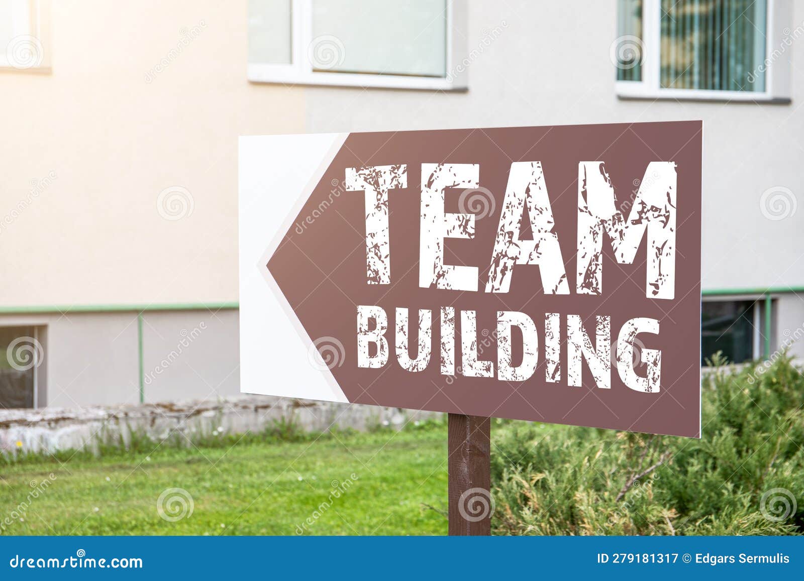 Team Building Concept. Direction Arrow Sign with Text Stock Image ...